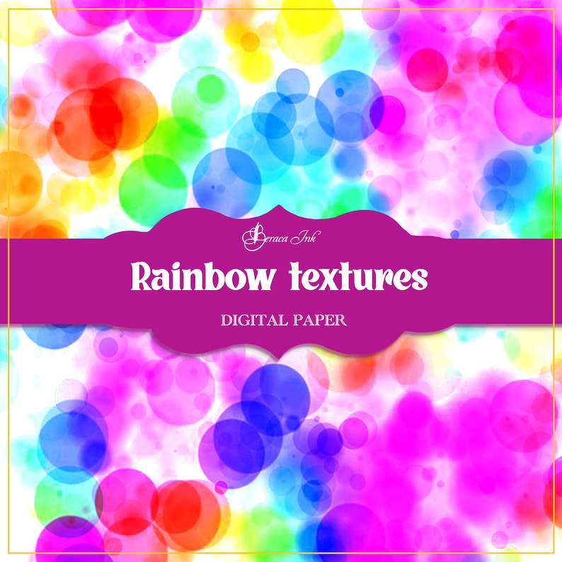 Rainbow Textures Digital Paper, Watercolour Rainbow, Colorful ...