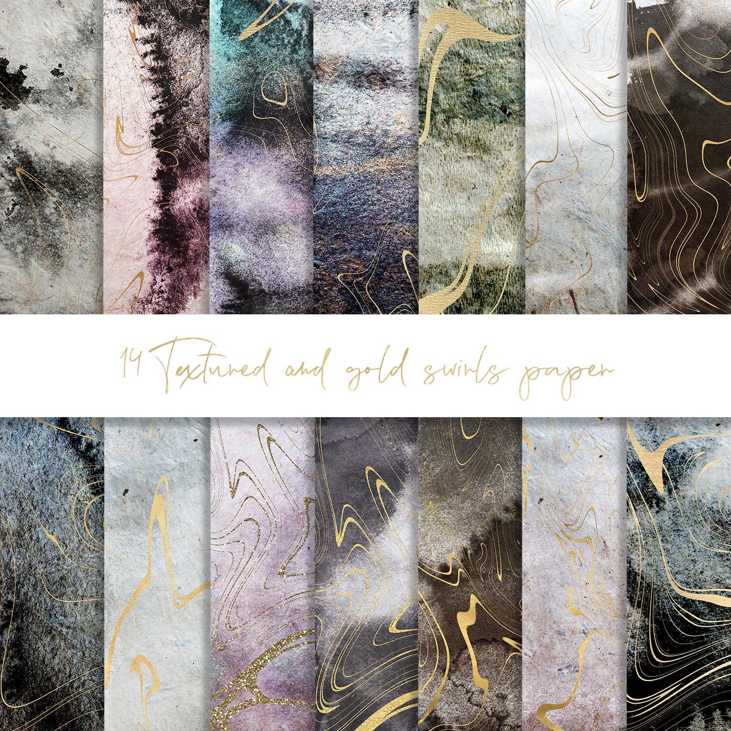 Textured and gold swirls digital paper watercolor paper | Etsy