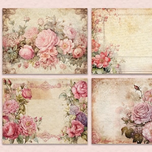 Vintage Roses Journal Pages, Printable Digital Pages, Pink Floral ...