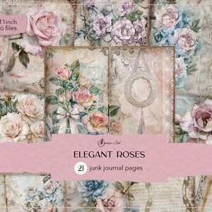 Elegant Roses Journal Pages, Victorian Junk Journal, Floral Digital ...