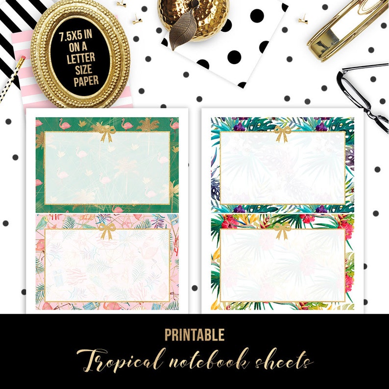 Printable Tropical Notebook, Tropical Notes, Tropical Stationery ...