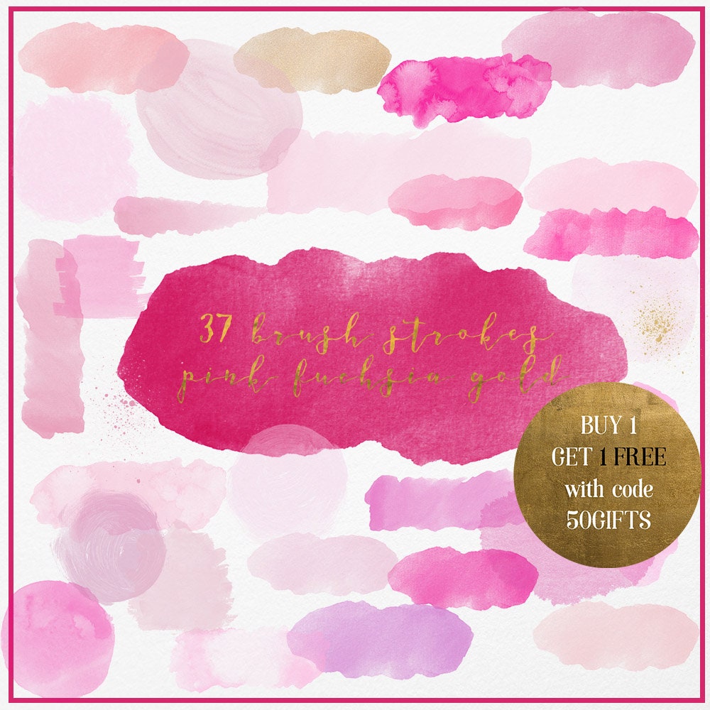 Pink Watercolor Brush Strokes Pink Watercolor Clipart Splash | Etsy
