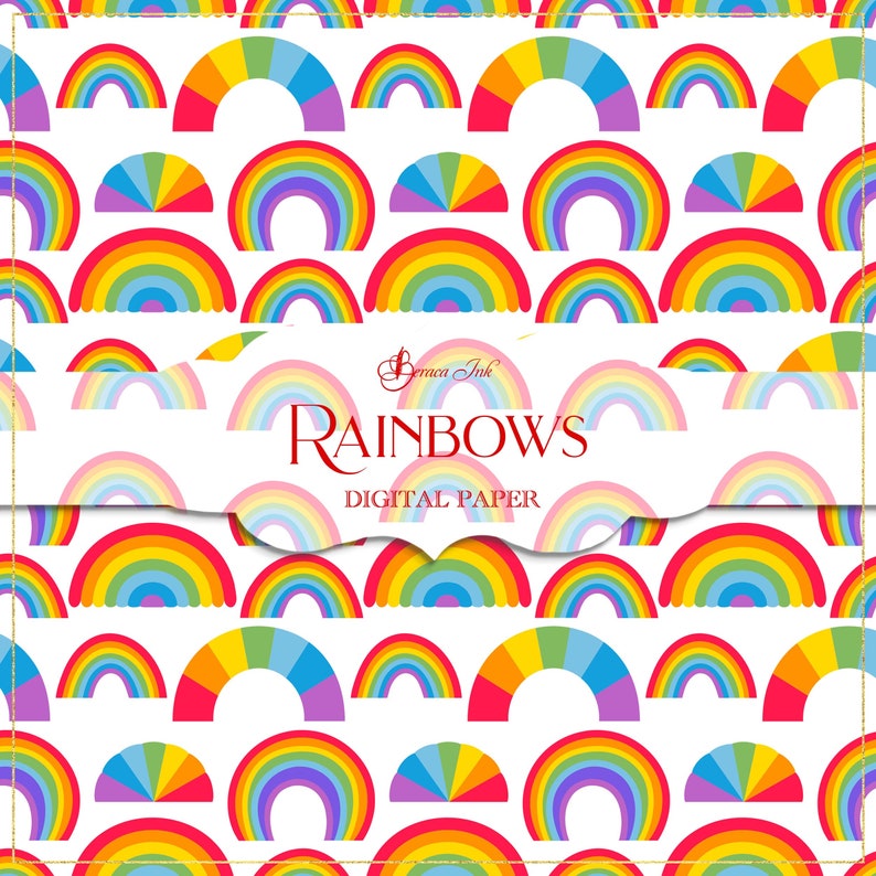 Rainbow Digital Paper Seamless Pattern Rainbow Background | Etsy