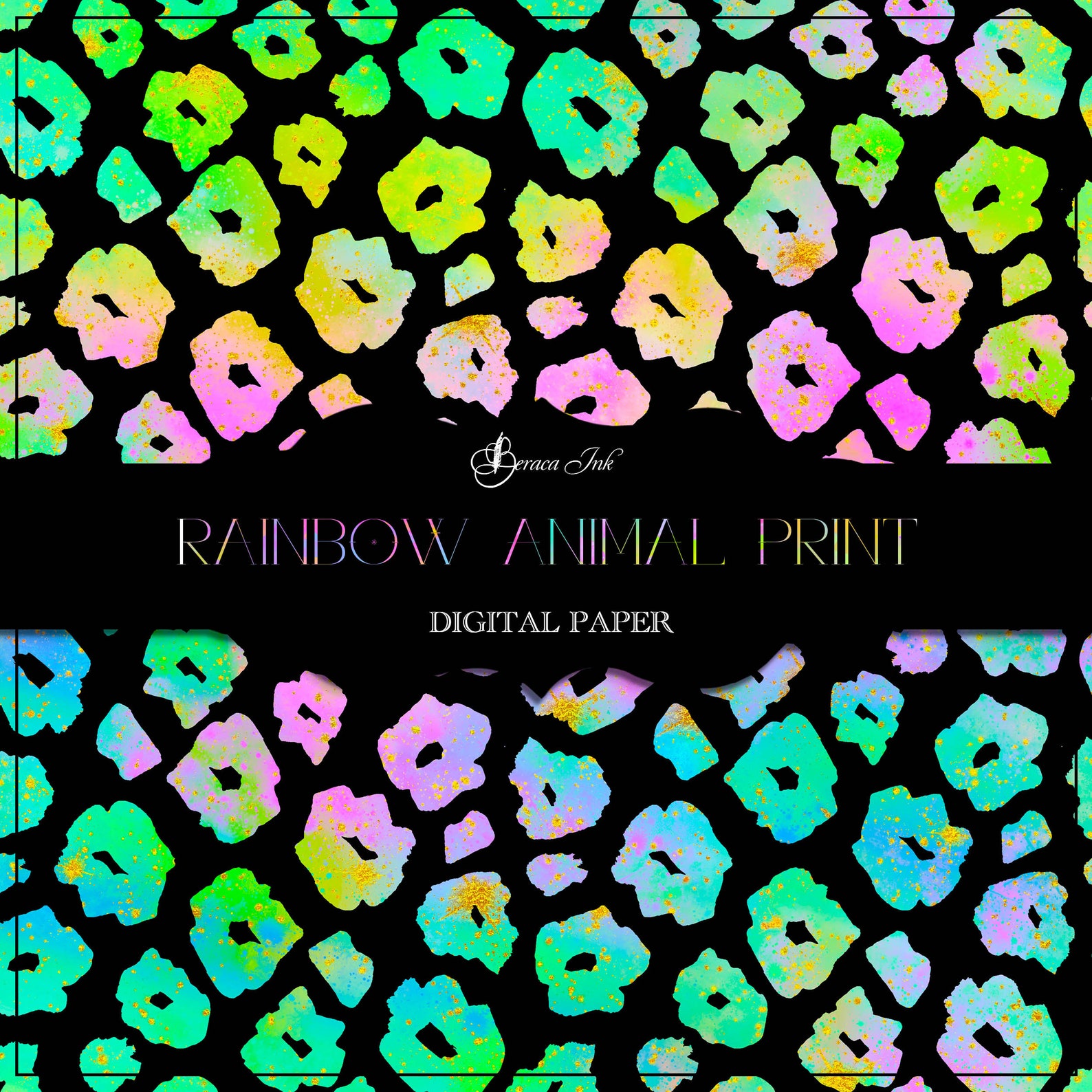 Rainbow Animal Print Digital Paper Seamless Pattern Leopard - Etsy