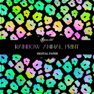 Rainbow Animal Print Digital Paper, Seamless Pattern, Leopard Spots ...