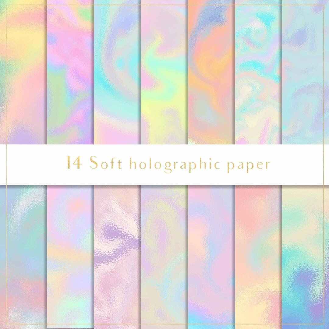 Soft Holographic Digital Paper, Iridescent Swirls, Mermaid Paper, Holo ...