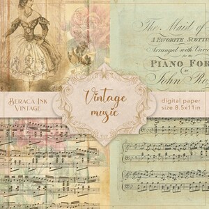 Vintage Music Digital Paper, LETTER SIZE Scrapbook, Music Sheet ...