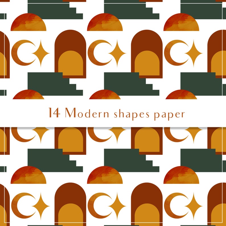 Modern Shapes Digital Paper Seamless Pattern Abstract | Etsy