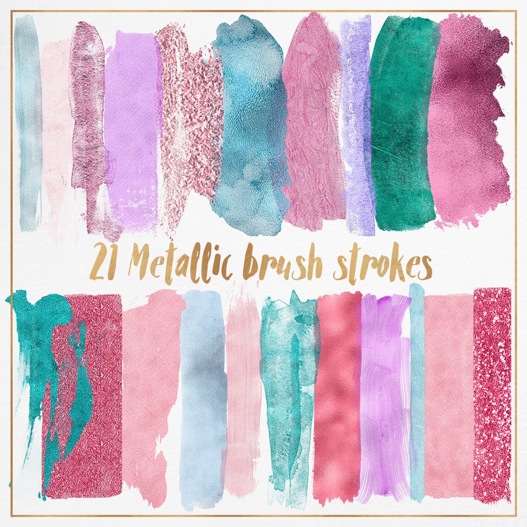 Metallic Brush Strokes Clipart, Gold Brush Strokes, Metallic Clipart ...
