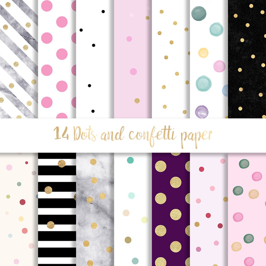 Dots and Confetti Digital Paper 14, Dots Paper, Dots Digital Paper ...