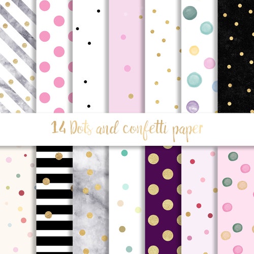 Dots and Confetti Digital Paper 14 Dots Paper Dots Digital - Etsy