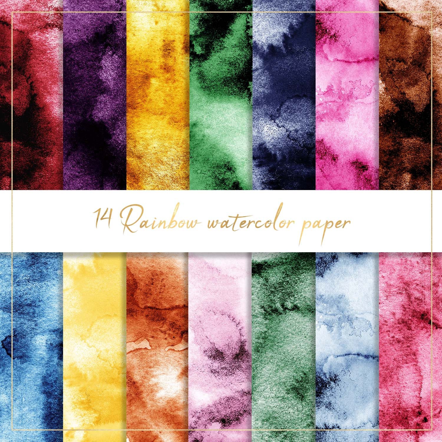 Dark Rainbow Watercolor Digital Paper Colorful Background - Etsy