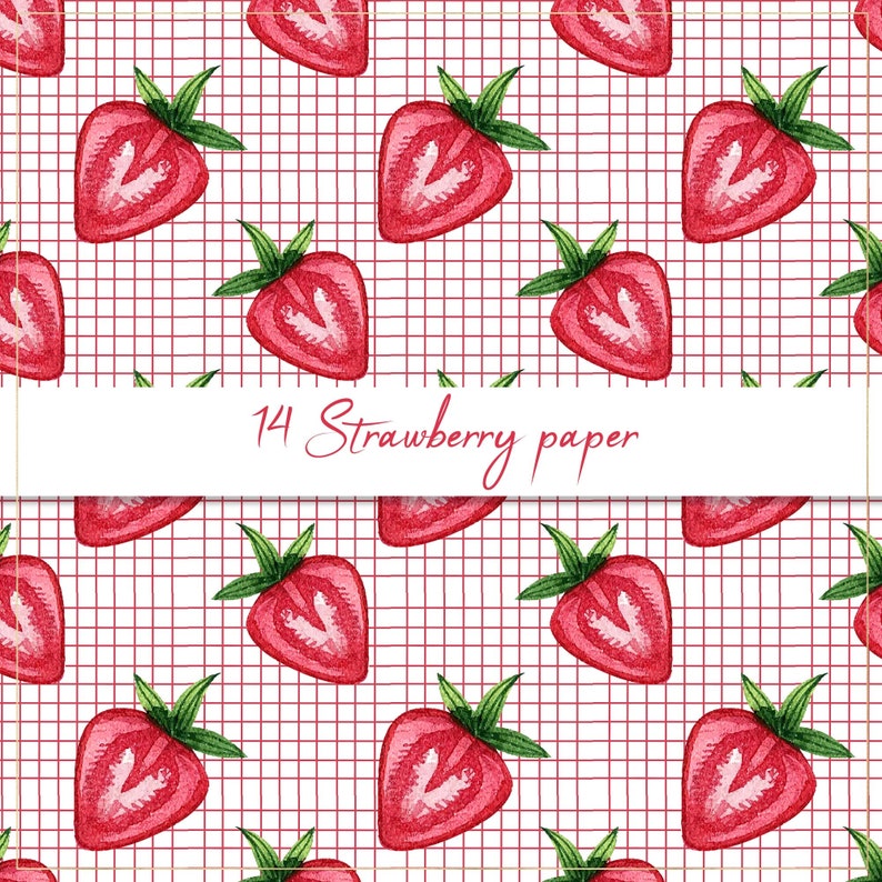 Strawberry Digital Paper Seamless Pattern Strawberry | Etsy