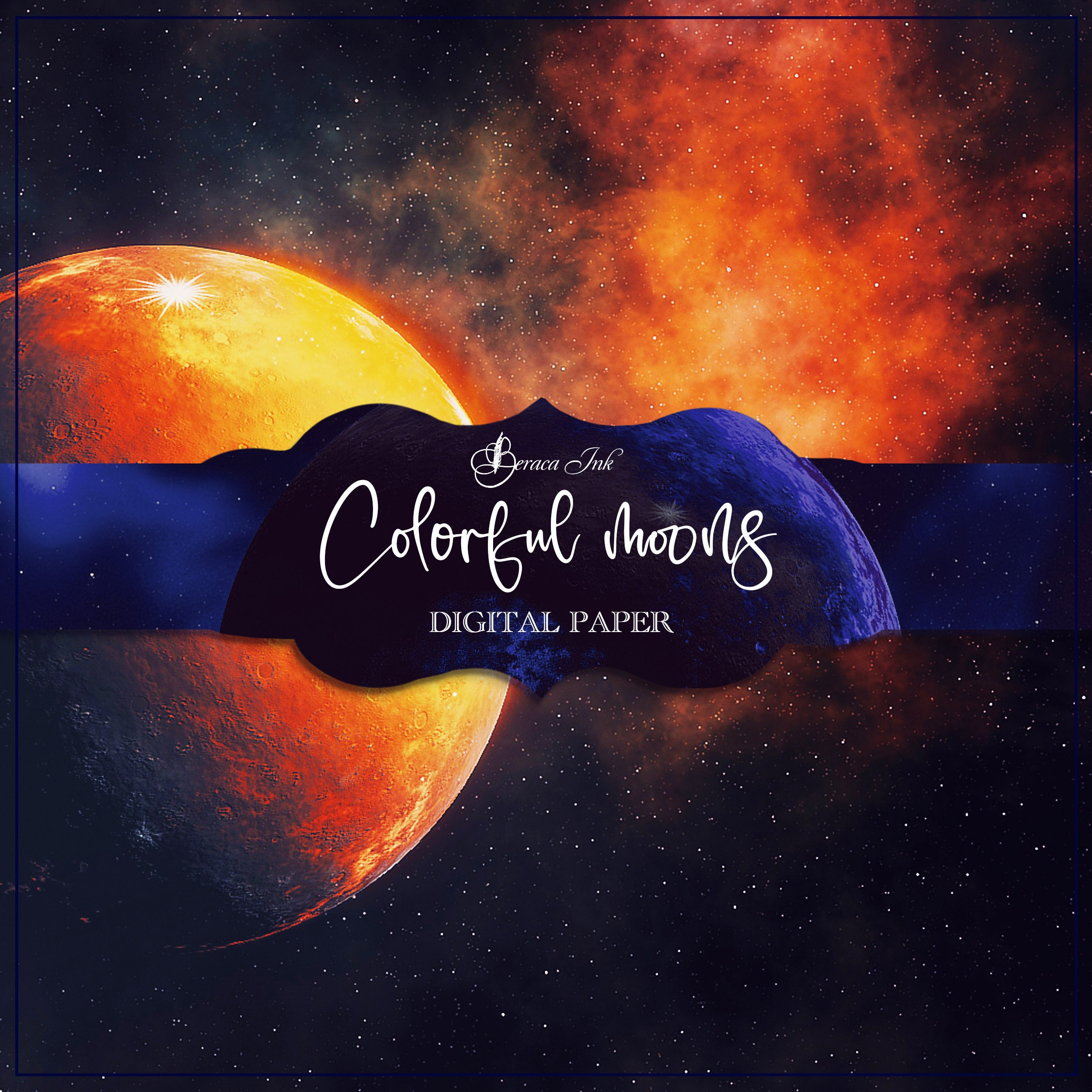 Colorful Moons Digital Paper Galaxy Background Outer Space - Etsy