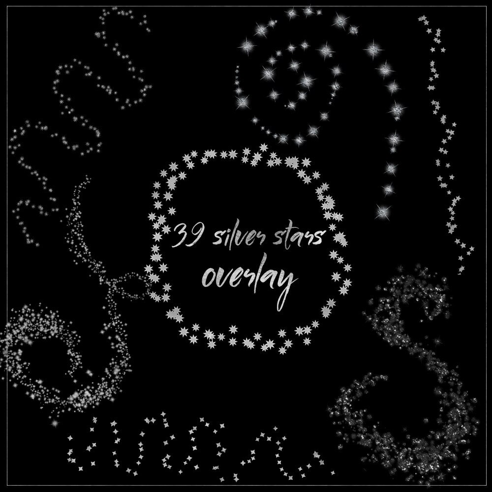 Silver Stars Clipart, Silver Star Overlay, Silver Glitter Stars, Starry ...