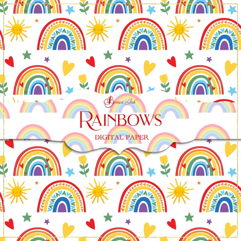 Rainbow Digital Paper Seamless Pattern Rainbow Background | Etsy