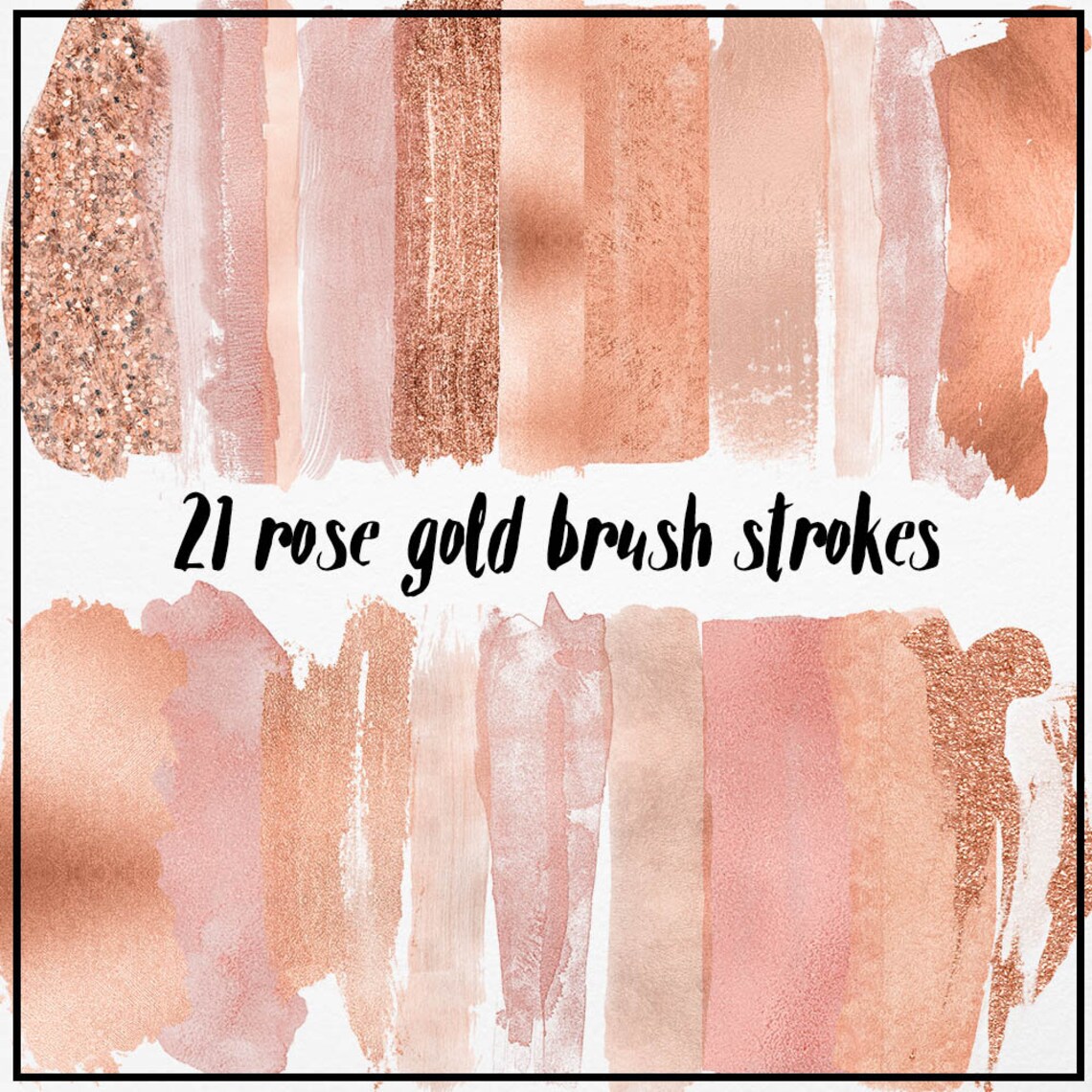 Rose Gold Brush Strokes Rose Gold Clipart Rose Gold - Etsy