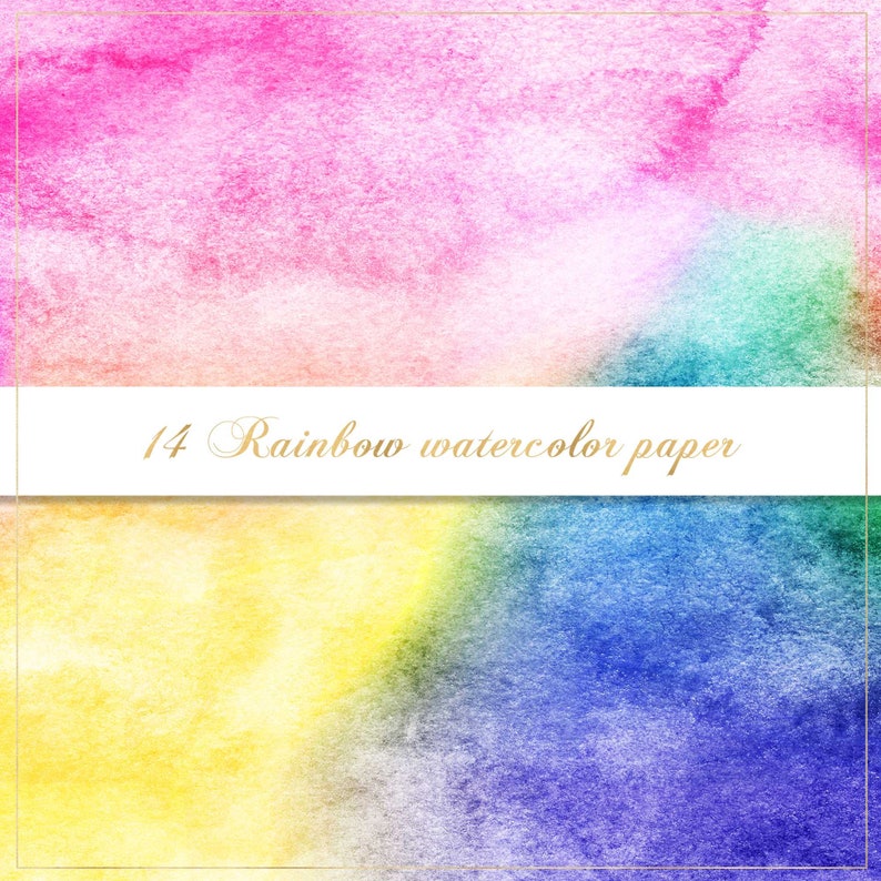 Rainbow Watercolor Digital Paper Ombre Background Rainbow - Etsy