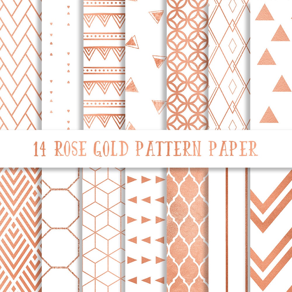 Rose Gold Digital Paper 14 Rose Gold Paper Glitter Paper | Etsy