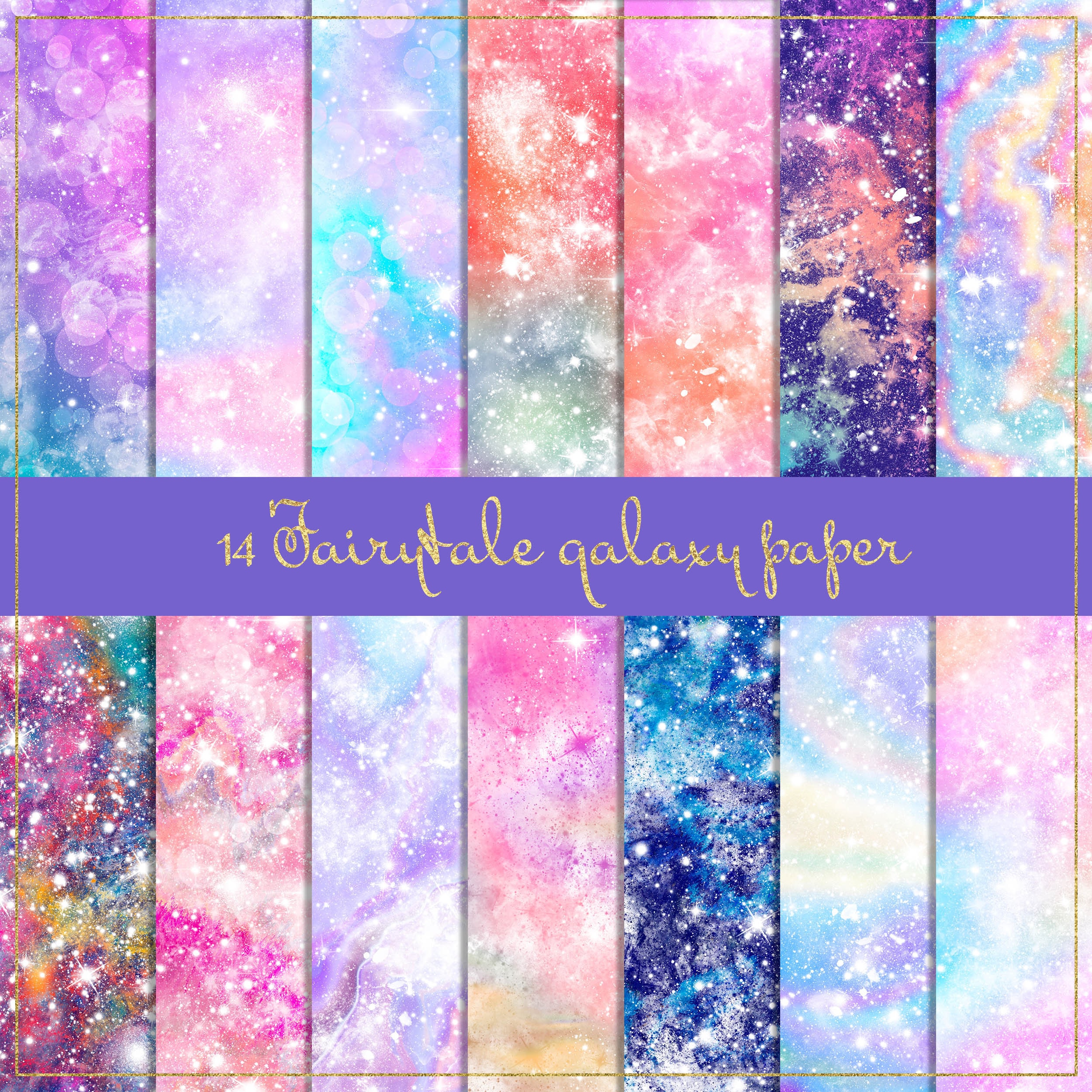 Galaxy Digital Paper BUNDLE, Galaxy Wallpaper, Pink Galaxy Paper ...