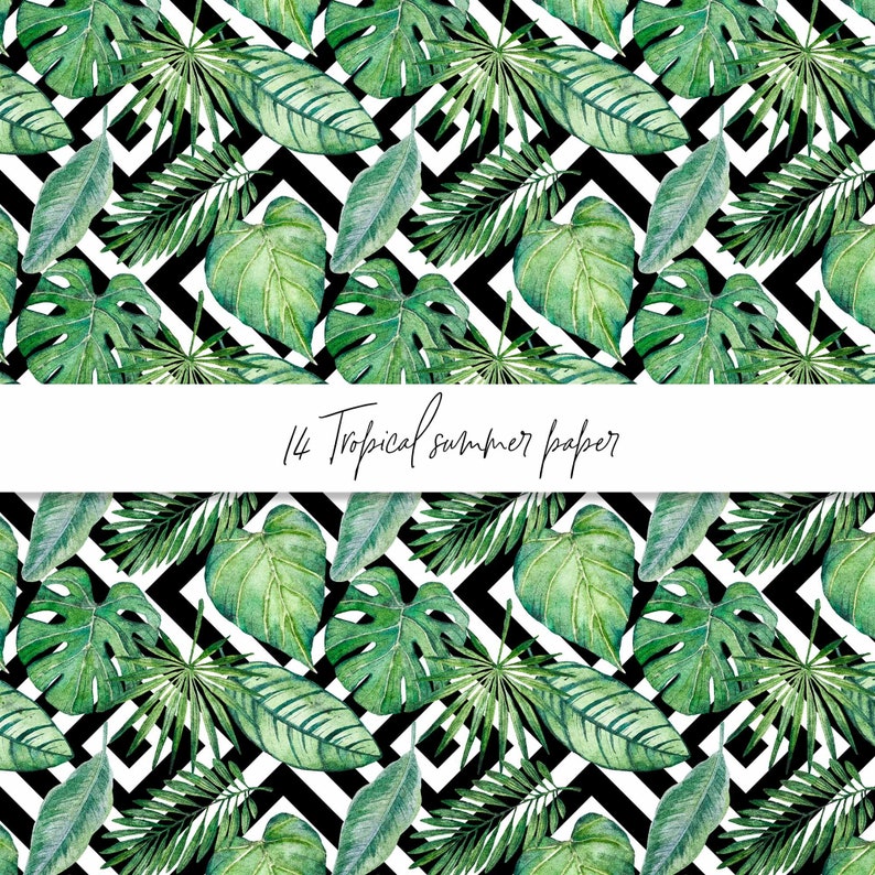 Tropical Summer Digital Paper, Seamless Tropical Paper, Hibiscus Flower ...