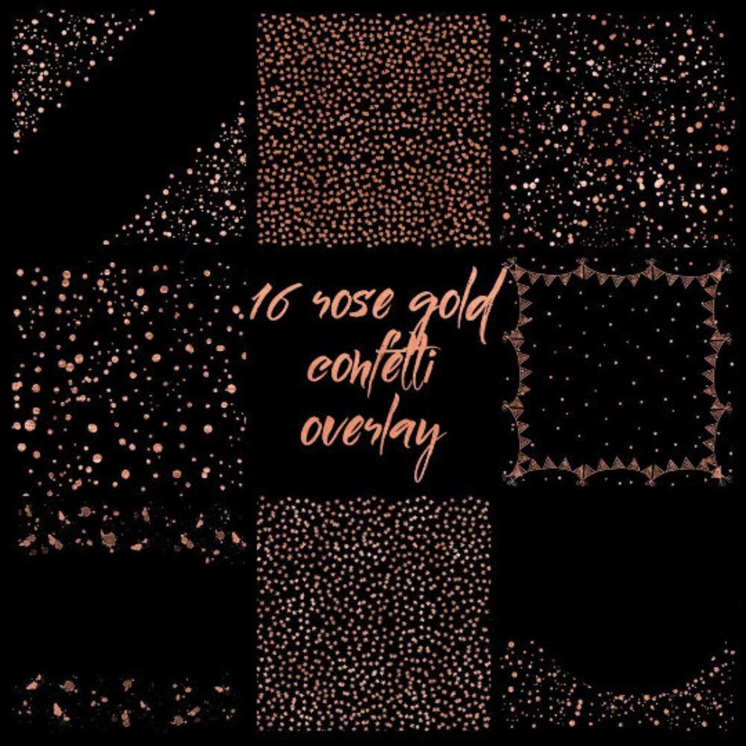 Rose Gold Confetti Overlay, Glitter Confetti Clipart, Rose Gold ...