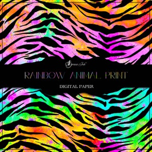 Rainbow Animal Print Digital Paper, Seamless Pattern, Leopard Spots ...