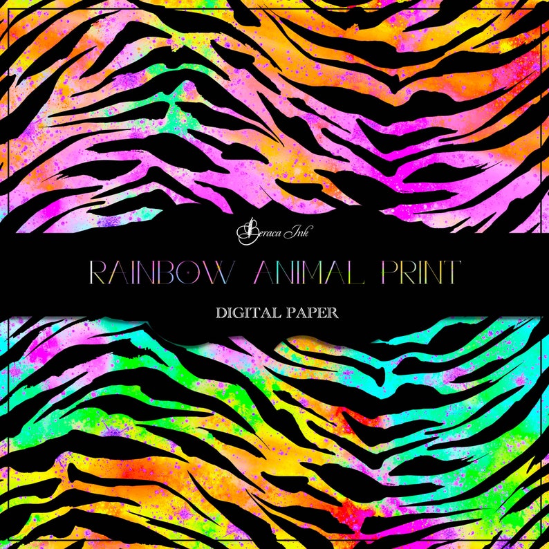 Rainbow Animal Print Digital Paper Seamless Pattern Leopard - Etsy