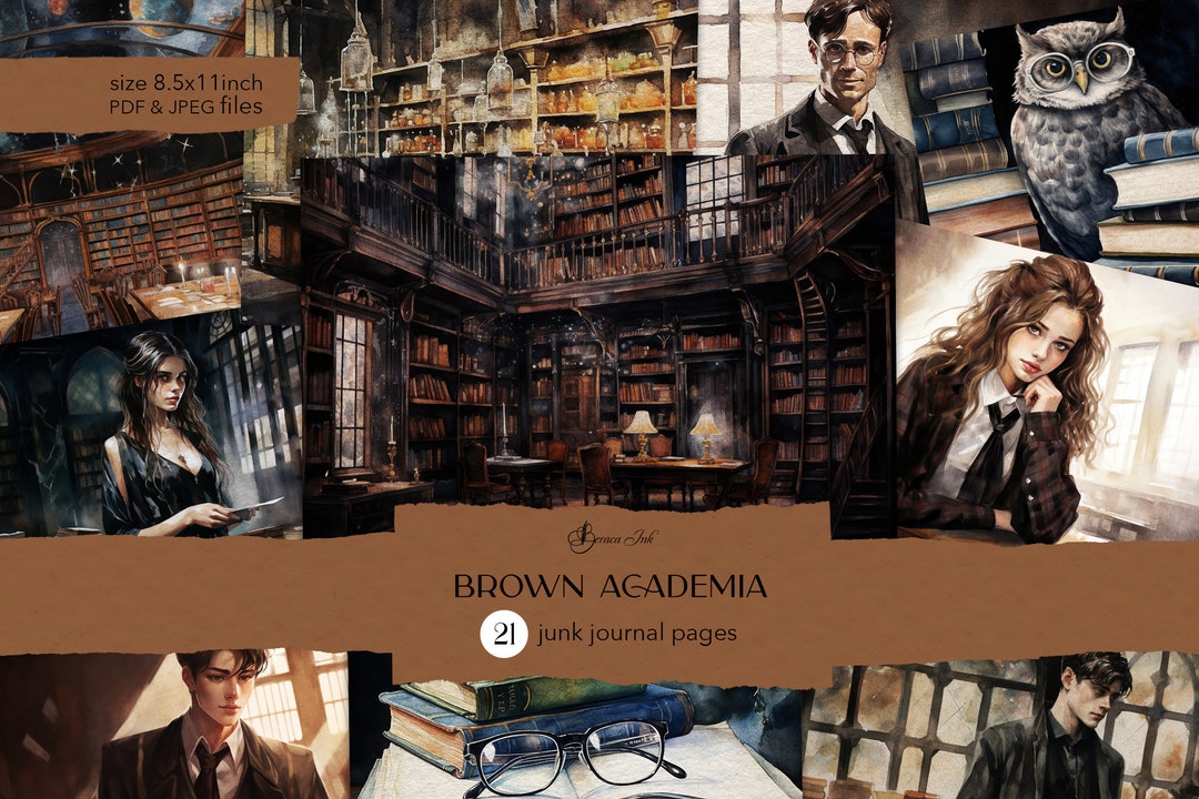 Brown Academia Journal Pages, Printable Digital Journal Pages, Dark ...