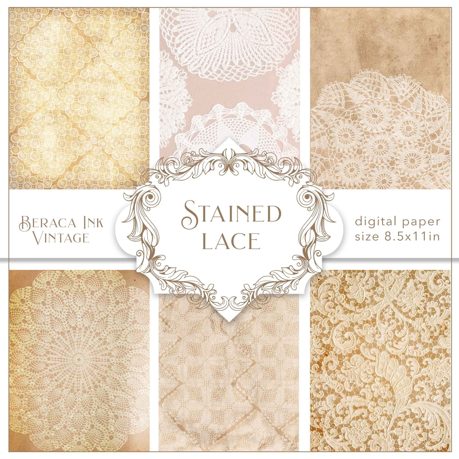 Stained Lace Digital Paper Antique Lace Paper Old Wallpaper | Etsy
