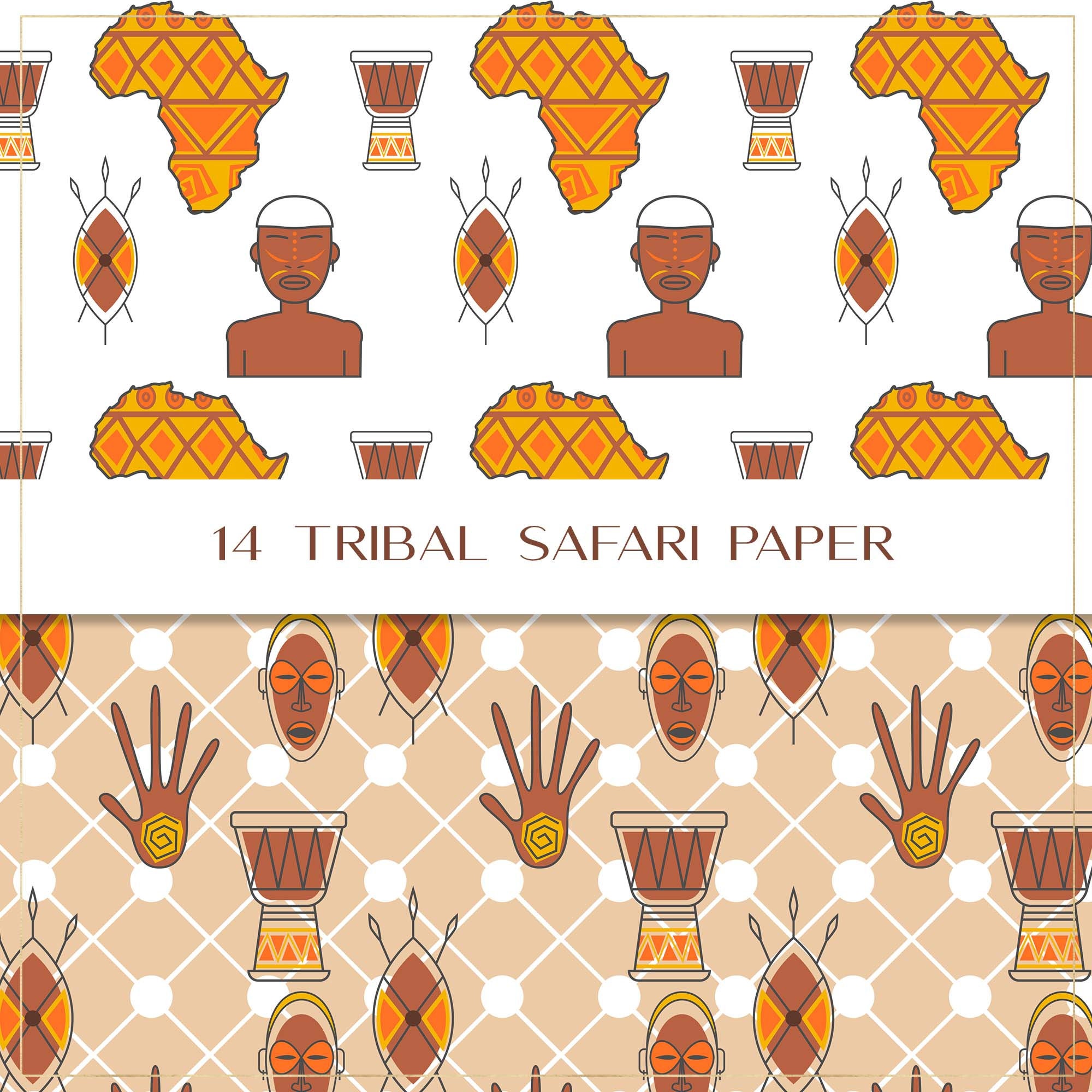 Tribal Safari Digital Paper, Seamless Paper, Jungle Animals, African ...
