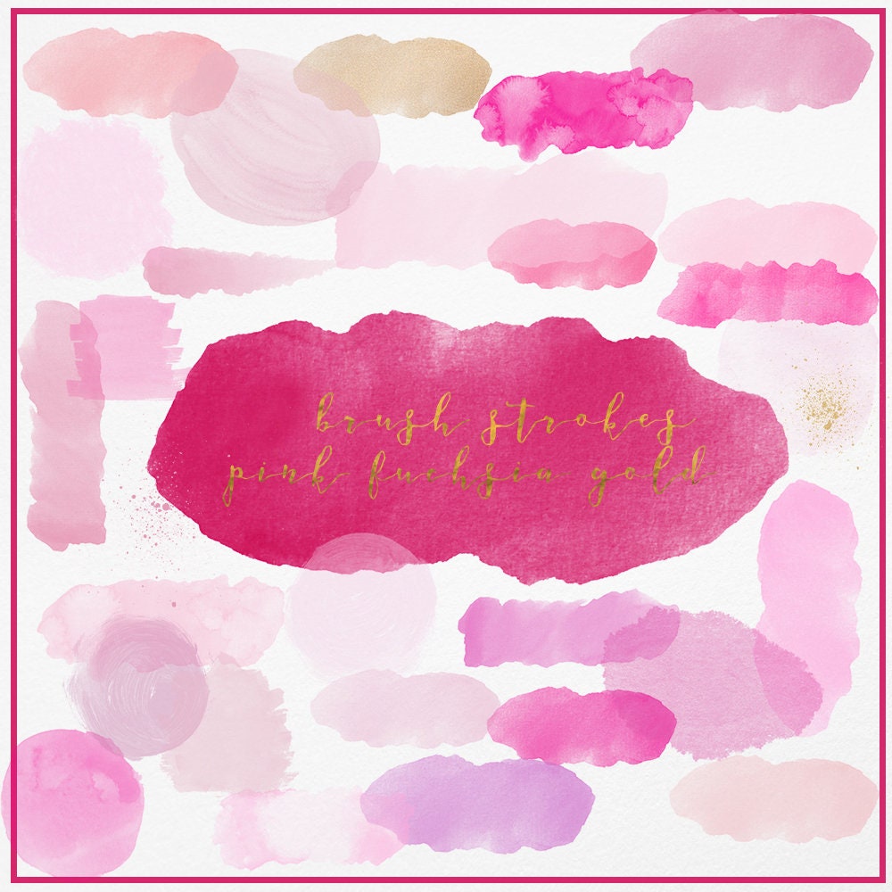 Pink Watercolor Brush Strokes Pink Watercolor Clipart Splash | Etsy
