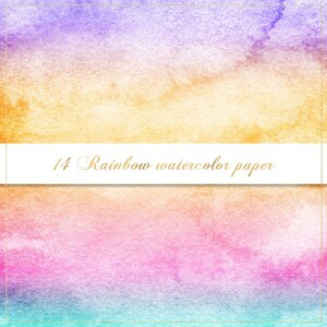 Rainbow Watercolor Digital Paper, Ombre Background, Rainbow Gradient ...