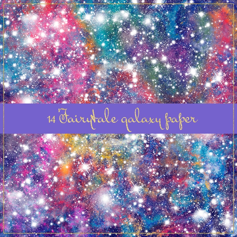 Fairytale Galaxy Digital Paper, Pink Galaxy, Cosmic Backdrop, Clouds ...
