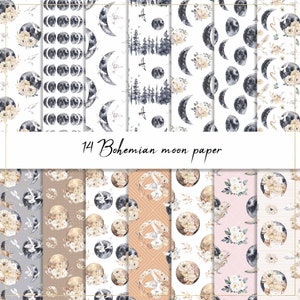 Boho Modern BUNDLE Digital Paper, Boho Flowers, Modern Rainbow ...