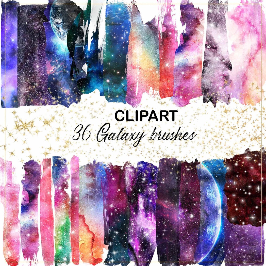 Galaxy Watercolor Brushes CLIPART, PNG Brush Strokes, Stars Clip Art ...