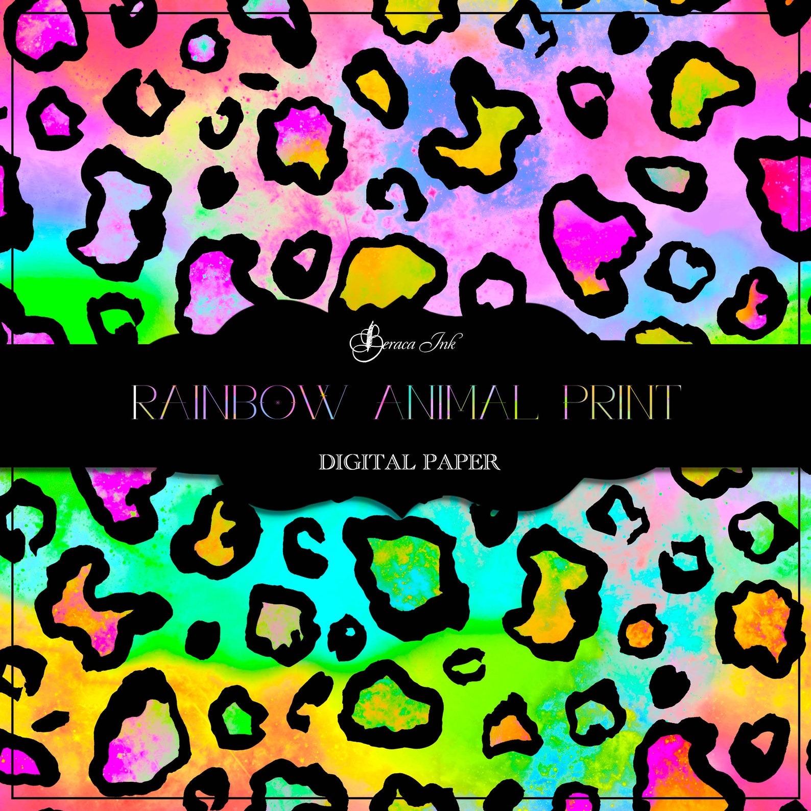 Rainbow Animal Print Digital Paper Seamless Pattern Leopard - Etsy