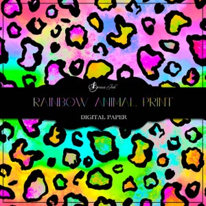 Rainbow Animal Print Digital Paper, Seamless Pattern, Leopard Spots ...