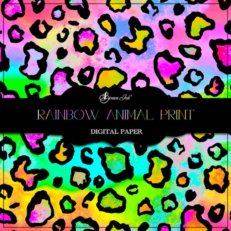 Rainbow Animal Print Digital Paper Seamless Pattern Leopard - Etsy
