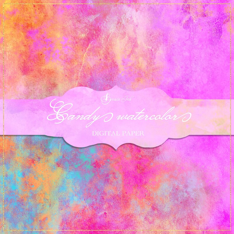 Candy Watercolor Digital Paper Rainbow Colors Watercolor | Etsy