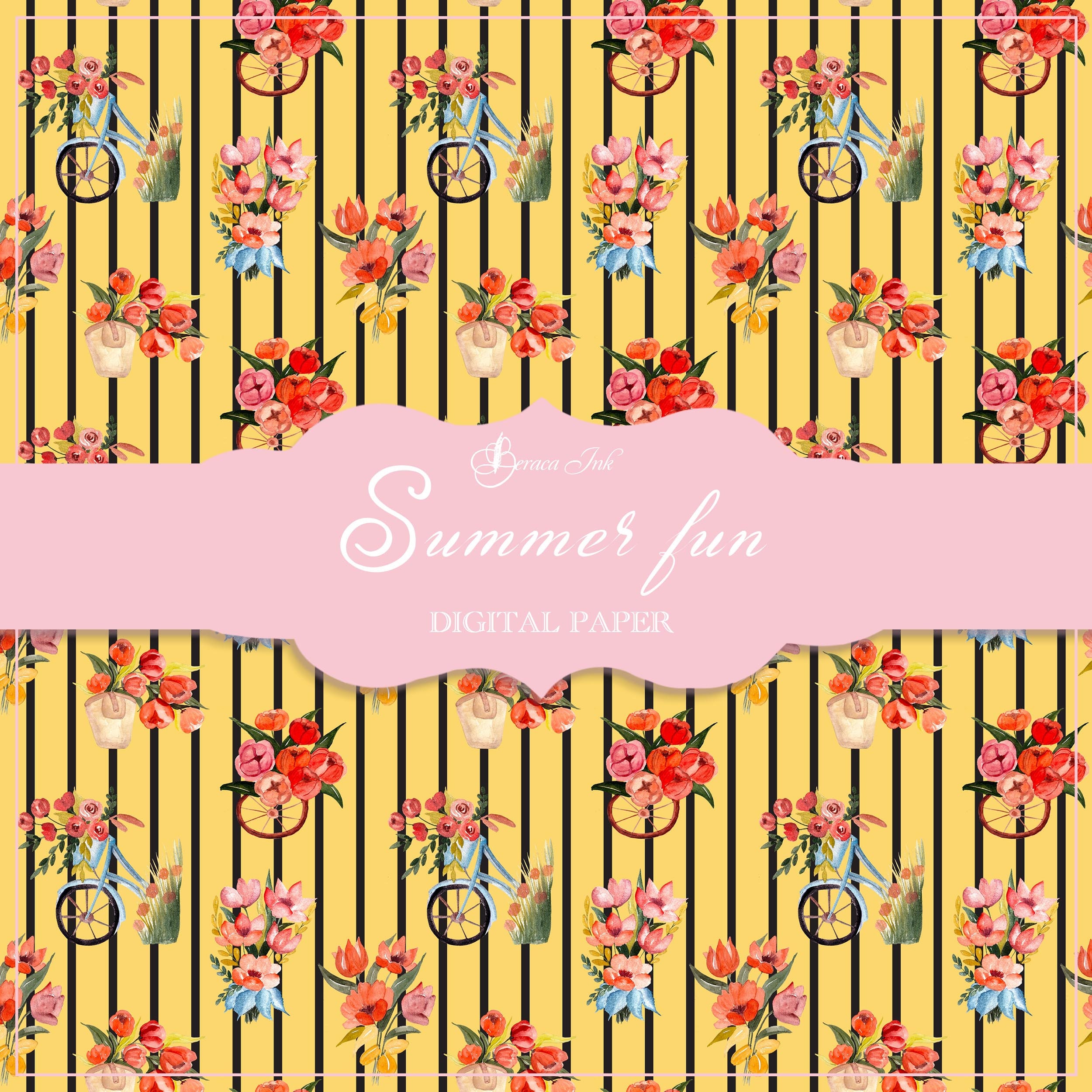 Summer Fun Digital Paper Seamless Pattern Watercolor Summer - Etsy