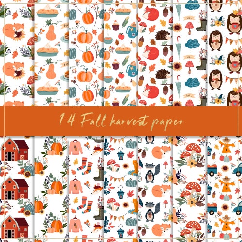 SEAMLESS Watercolor Thanksgiving Digital Paper Pack Pumpkin - Etsy