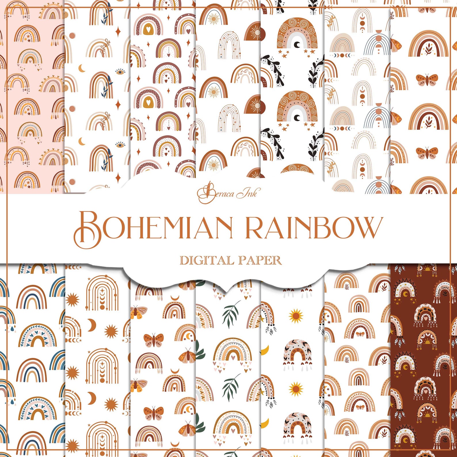 Bohemian Rainbow Digital Paper Rainbow Seamless Pattern Boho - Etsy