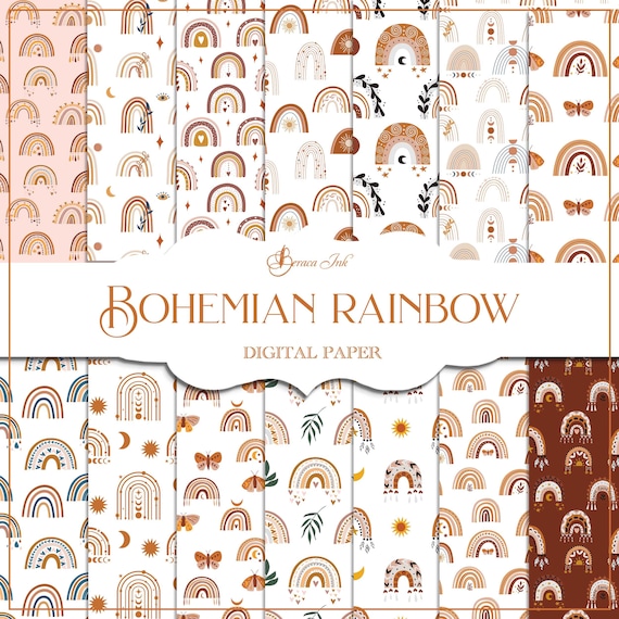 Bohemian Rainbow Digital Paper Rainbow Seamless Pattern Boho - Etsy