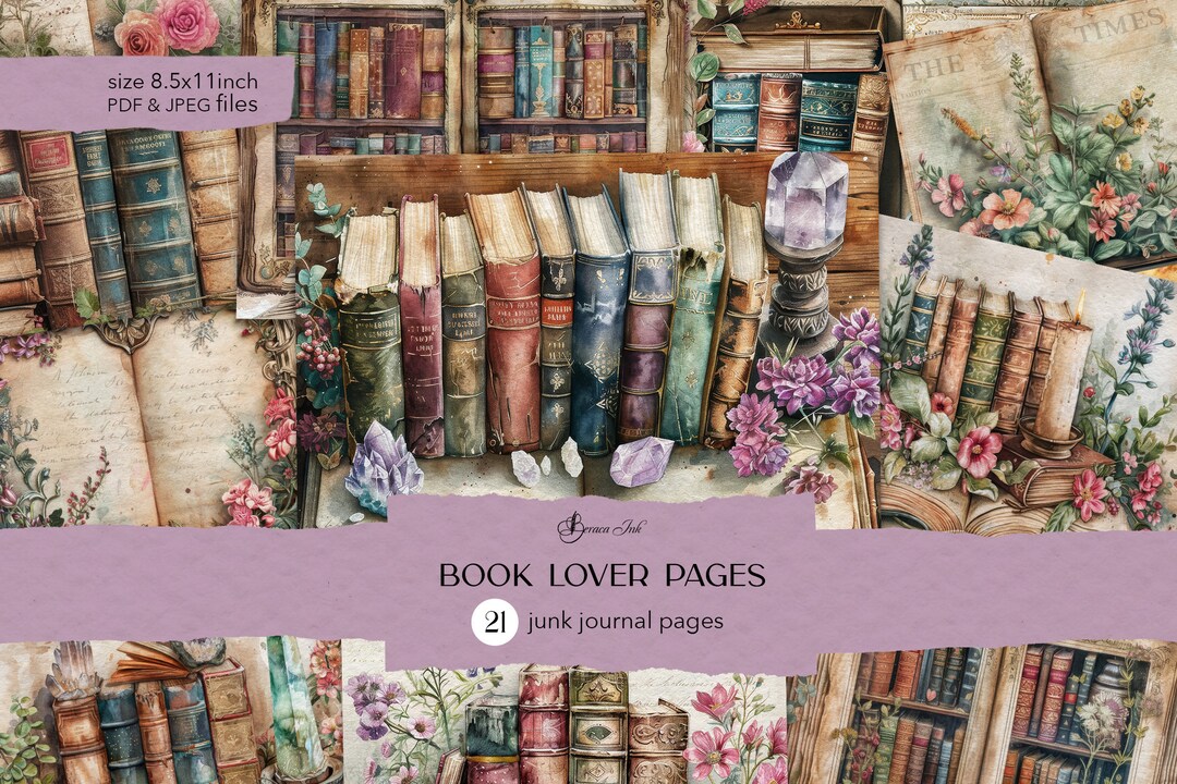 Book Lover Journal Pages, Printable Digital Book Journal, Crystal Magic ...
