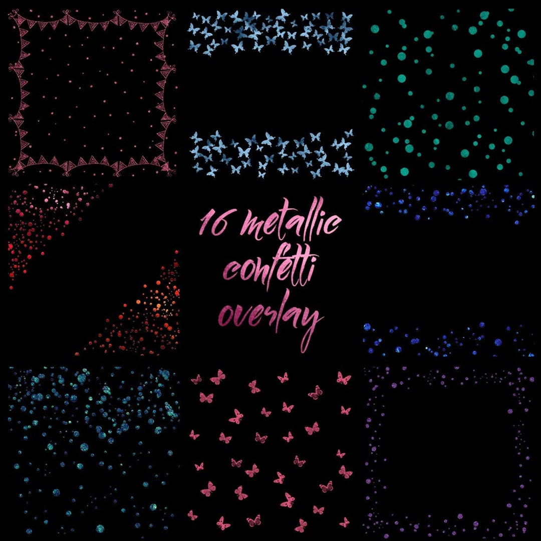 Metallic Confetti Borders, Glitter Confetti Clipart, Pink Confetti ...