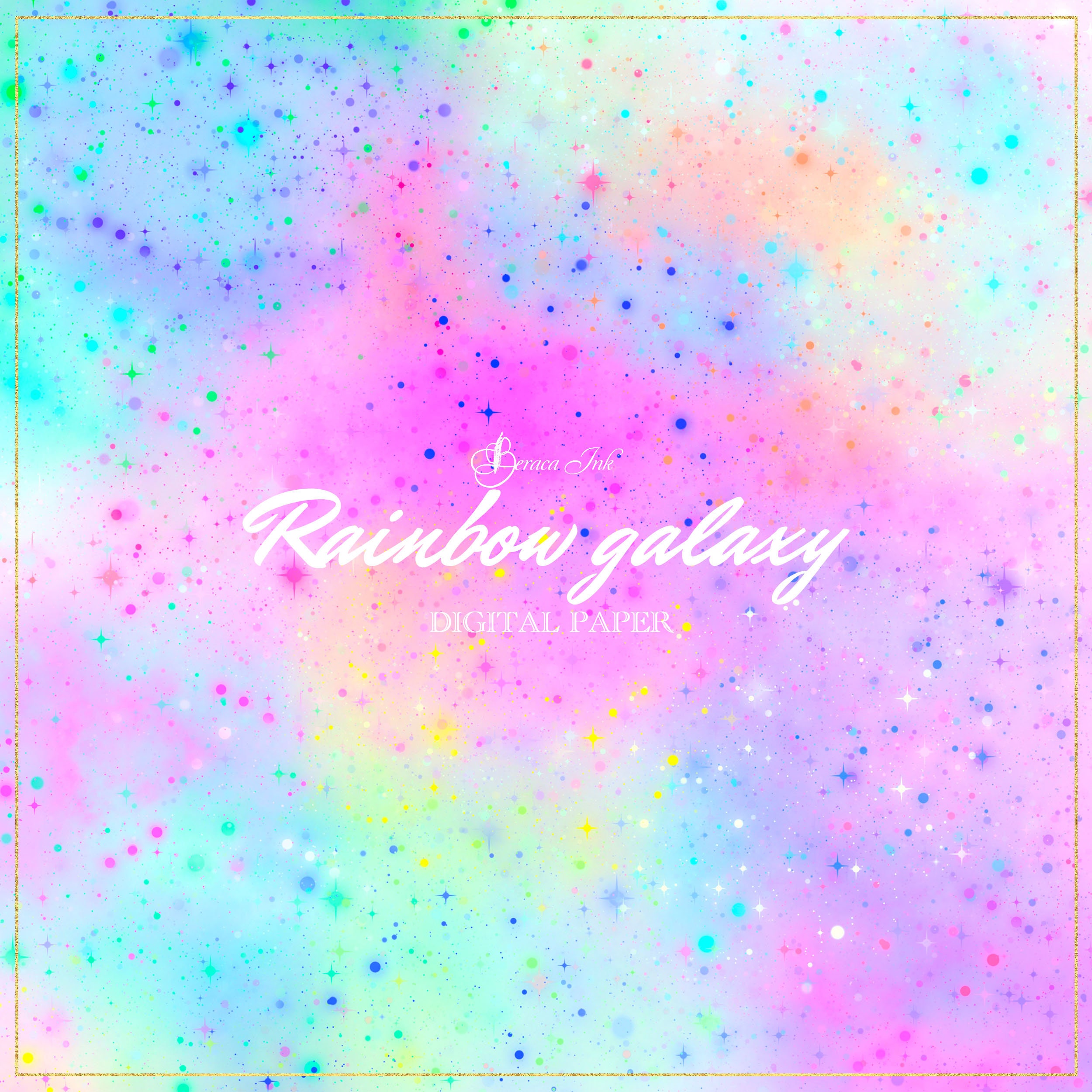 Rainbow Galaxy Digital Paper, Stars Pattern, Pink Galaxy Paper, Cosmos ...