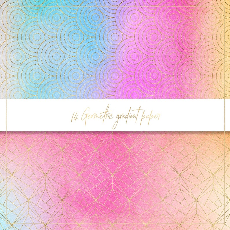 Geometric Pink Gradients Digital Paper Pastel Background | Etsy