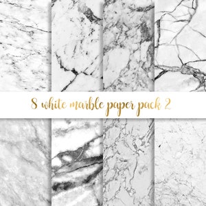 White Marble Digital Paper, White Marble Paper, Marble Paper, Marble ...