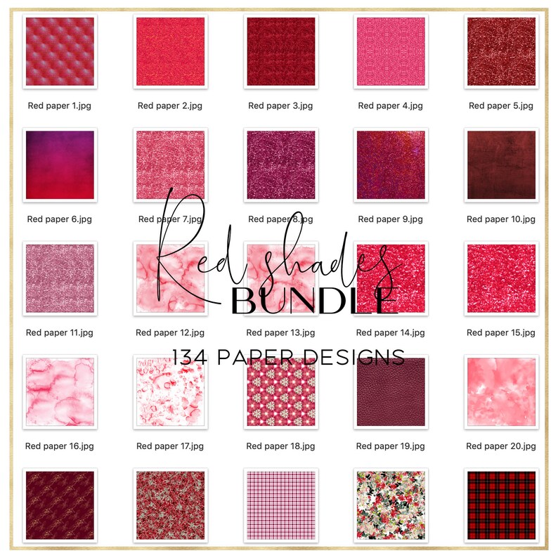 Red Shades BUNDLE Digital Paper, Valentine Day Paper, Red Wallpaper ...